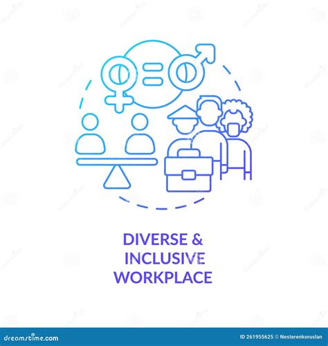 Diverse And Inclusive Workplace Blue Gradient Concept Icon Stock Vector Illustration Of