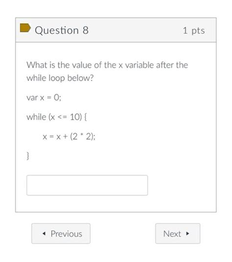 Solved Question 8 What Is The Value Of The X Variable After Chegg Com