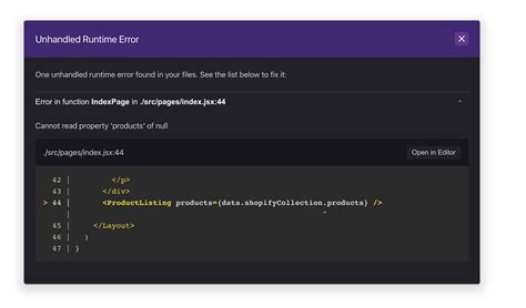 Cannot Read Property Products Of Null Issue Gatsbyjs Gatsby Starter Shopify GitHub