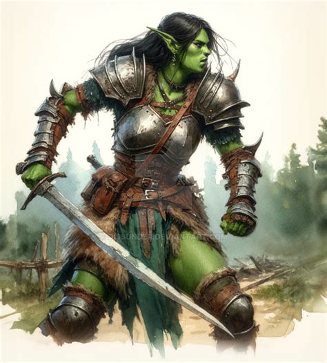 Orc Female Warrior Attacking Raider 6 By Dissunder On Deviantart