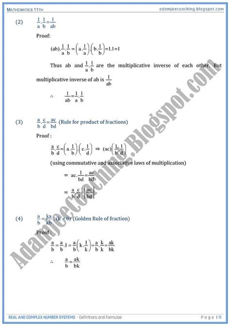 Real And Complex Number Systems Definitions And Formulae Mathematics 11th Artofit