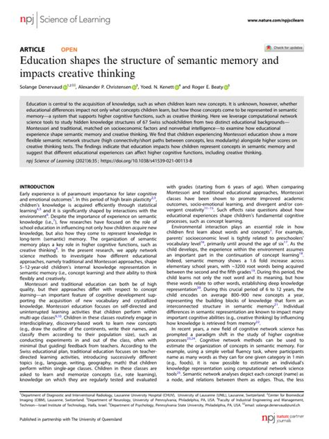 Education Semantic Memory Pdf Cognition Learning
