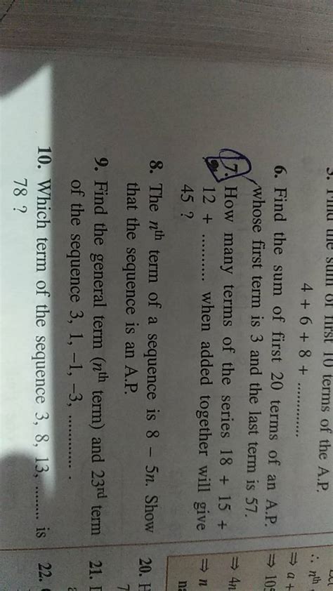 4 6 8 6 find the sum of first 20 terms of an a p whose first term is 3