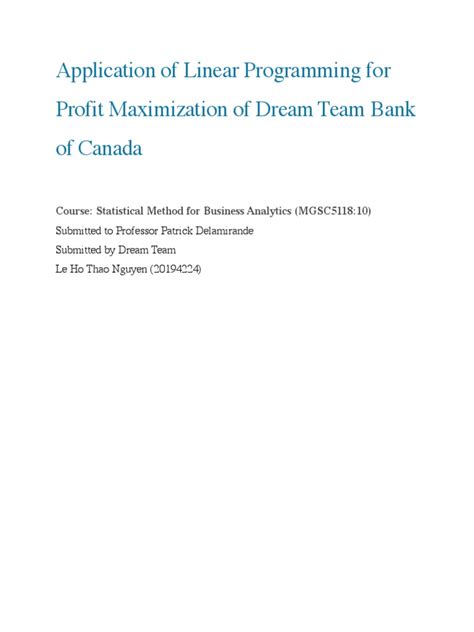application of linear programming for profit maximization of bank of