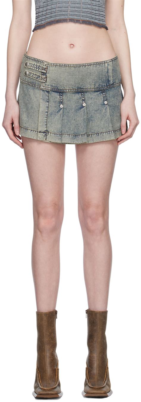 Blue Pleated Miniskirt By Knwls On Sale