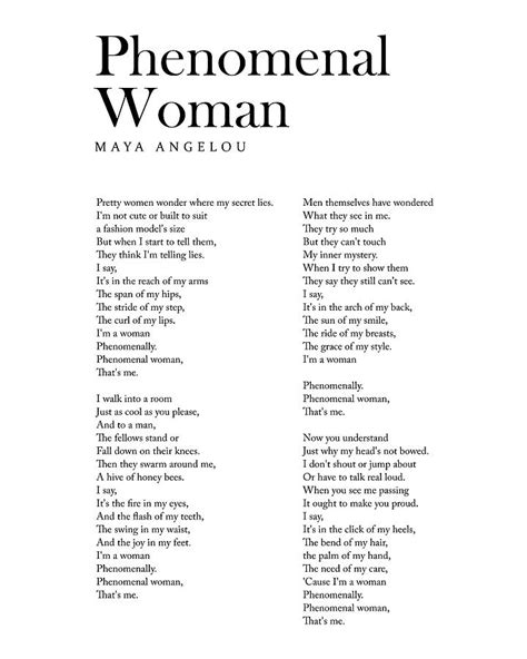 Phenomenal Woman By Maya Angelou Poem Analysis Maya Angelou Deutsch
