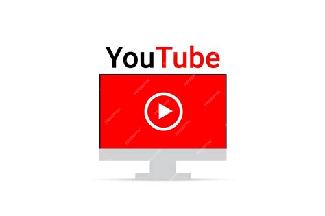 Premium Vector Youtube Video Player Icon On Computer Screen Concept Vector