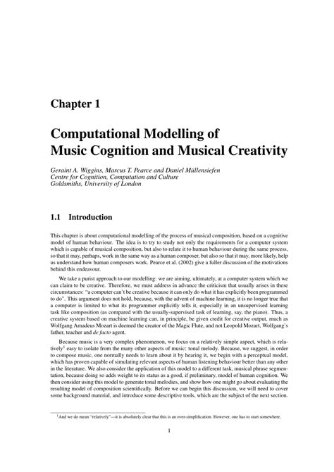Pdf Computational Modeling Of Music Cognition And Musical Creativity