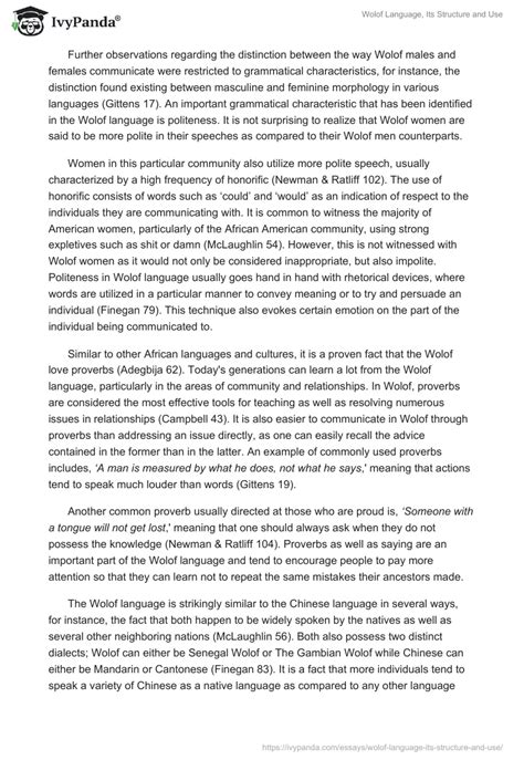Wolof Language Its Structure And Use 1420 Words Research Paper Example