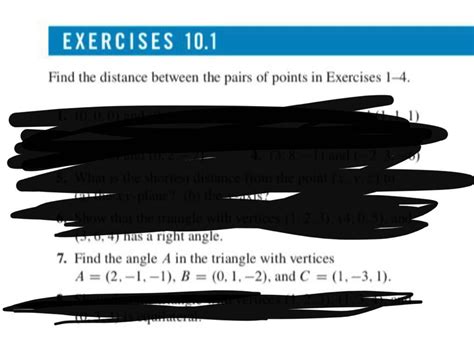 Solved EXERCISES Find The Distance Between The Pairs Of Chegg Com