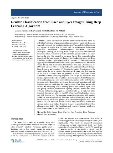 Pdf Gender Classification From Face And Eyes Images Using Deep Learning Algorithm