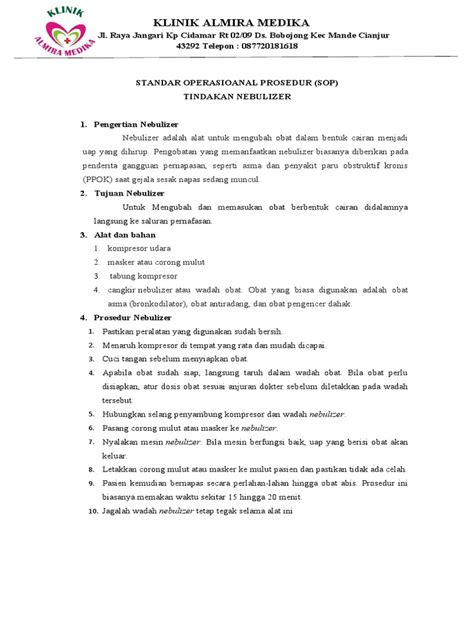 Sop Nebulizer Pdf Sains And Matematika
