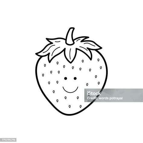 손으로 그린 벡터 일러스트 레이 션 색상 어린이 귀여운 미소 과일 딸기 클립 아트 0명에 대한 스톡 벡터 아트 및 기타 이미지