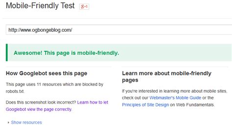 Google Mobile Friendly Test Tool OgbongeBlog