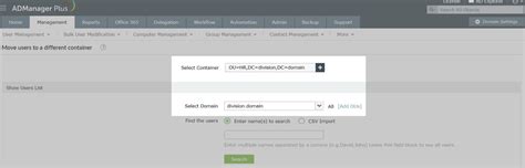 Bulk Move Active Directory Users Manageengine Admanager Plus