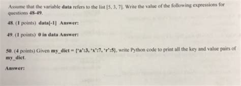 solved assume that the variable data refers to the list [5