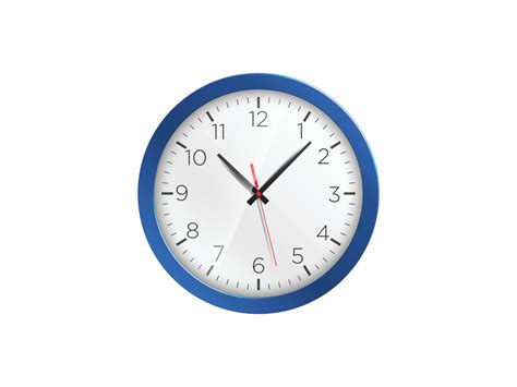 Blue Clock Icon Flat Design Round Wall Clock Trendy Office Clock With Shadow On A White