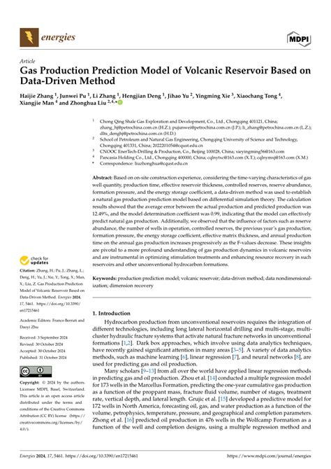 Pdf Gas Production Prediction Model Of Volcanic Reservoir Based On Data Driven Method