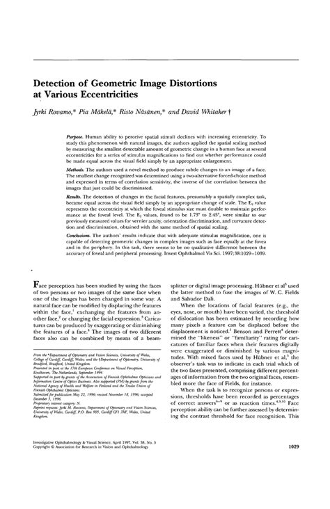 Pdf Detection Of Geometric Image Distortions At Various Eccentricities