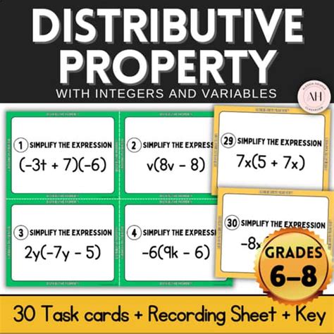 Distributive Property With Variables Algebra Task Cards By Alessia Hooper