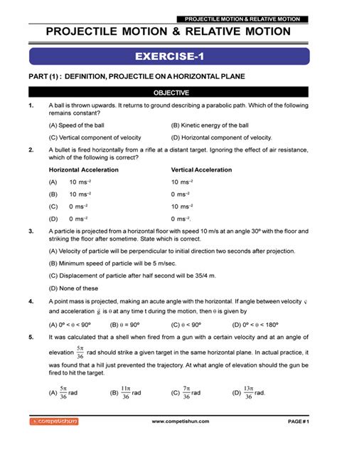 Projectile Motion Relative Motion Pdf