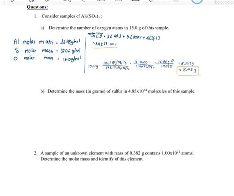 Solved Questions Consider Samples Of Al SO A Chegg Com