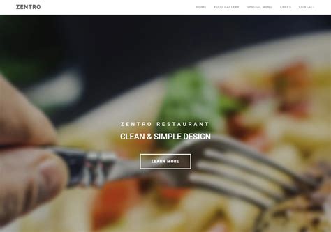 Скачать бесплатно Html Css шаблон сайта ресторана и кафе Zentro