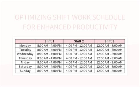Optimizing Shift Work Schedule For Enhanced Productivity Excel Template
