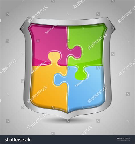 Shield Puzzle Pieces Vector Eps10 Illustration Stock Vector Royalty Free 111865736 Shutterstock