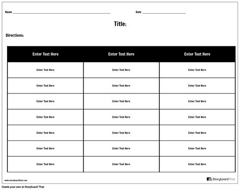simple 3 columns landscape practice table worksheet