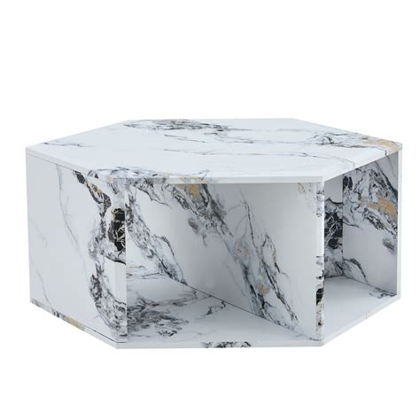 ivy bronx hexagonal mdf coffee table with unique pattern stickers