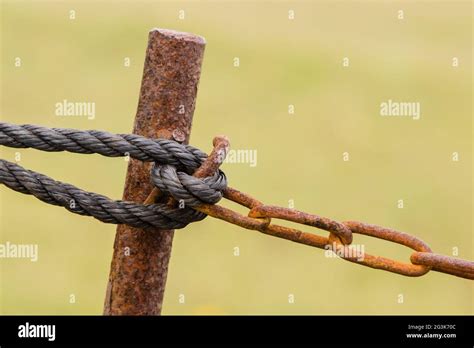 Old Chain With Rust Steel Chain Link Fence Stock Photo Alamy