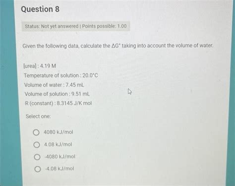 given the following data calculate the Δg∘ taking