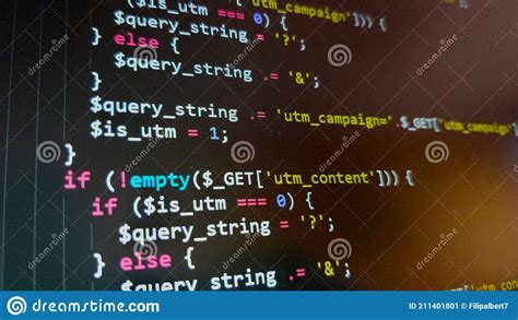 Photo Of The Laptop Screen With Coding An Php Code Stock Image Image