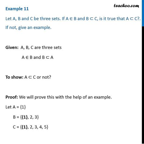 Example Let A B And C Be Three Sets If A Belongs To B