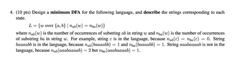 Solved Pts Design A Minimum DFA For The Following Chegg