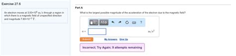 Solved An Electron Moves At 3 00 X 10 6 M S Through A Region