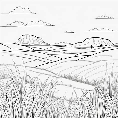 Grass Plains Coloring Page With Simple Line Art Ai Coloring Pages