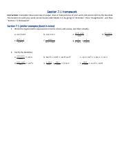 Section 7 1 Homework Pdf Section 7 1 Homework Instructions Complete These Exercises On Paper