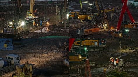 建筑工地夜间施工视频素材下载