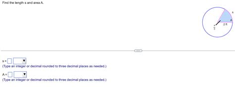 solved find the length s and area a s type an integer or