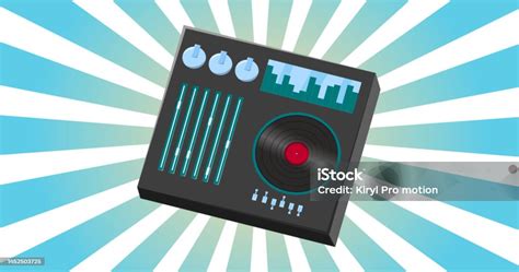 파란색 광선 배경에 70년대 80년대 90년대의 괴짜를 위한 비닐 레코드 오래된 빈티지 힙스터가 있는 파티를 위한 레트로 오디오 음악 Dj 콘솔 Dj에 대한 스톡 벡터 아트