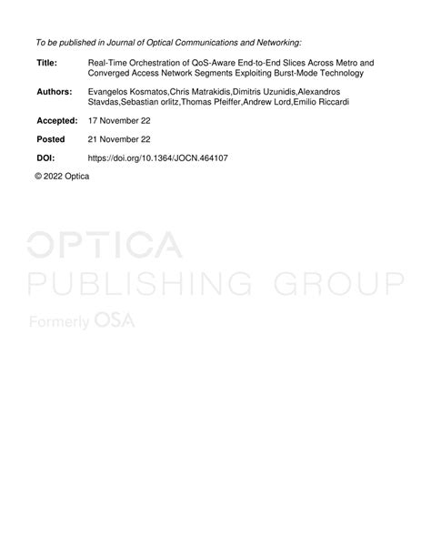 Pdf Real Time Orchestration Of Qos Aware End To End Slices Across