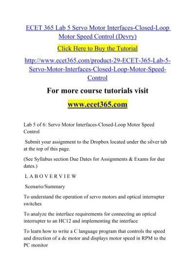 Ecet 365 Lab 5 Servo Motor Interfaces Closed Looppdf