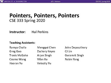 L 03 Pointers Cse 333 Spring 2020 Pointers