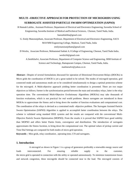 Pdf Multi Objective Approach For Protection Of Microgrids Using