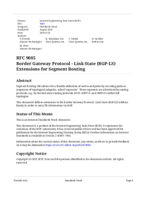 Pdf Bgp Ls Extensions For Carrying Segment Routing Information