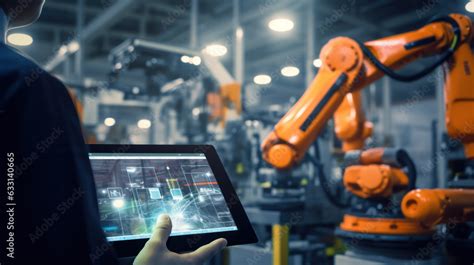 Manager Technical Industrial Engineer Working And Control Robotics With Monitoring System