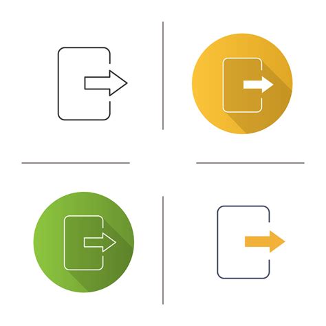 Exit Button Icon Log Out Send File Flat Design Linear And Color Styles Isolated Vector