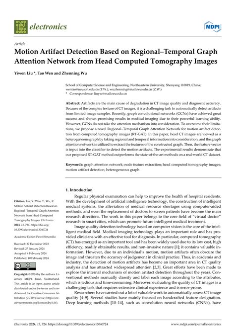 Pdf Motion Artifact Detection Based On Regionaltemporal Graph Attention Network From Head